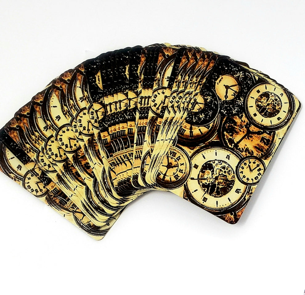 TIMEFRAME Deck - Steampunk Time-Themed Design with Clocks Featuring "T ...